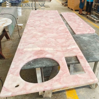 Backlit pink crystal gemstone countertop manufacturer & supplier ...